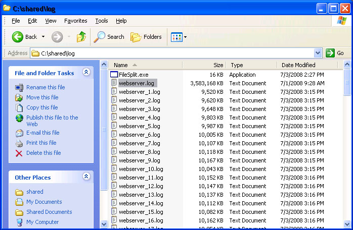 FileSplit File Splitter Utility